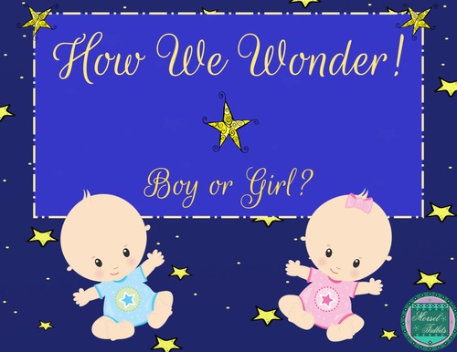 How We Wonder- Baby Gender Reveal Activity by Morsel Tidbits | TPT