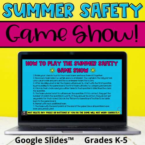 Summer Safety Game Show by Counselor Jess | TPT