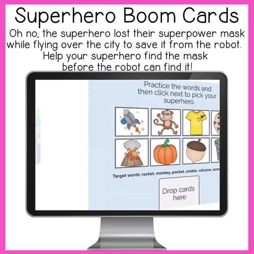 Articulation BOOM CARDS K & G: Superhero Search & Say by Speechie Pals
