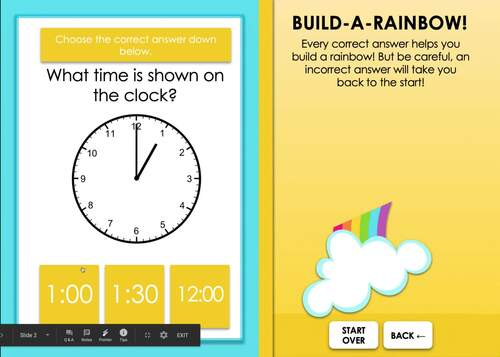 Telling Time to the Nearest Half Hour Digital Math Game for PowerPoint