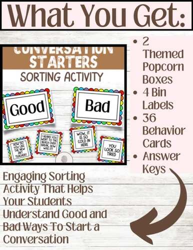Conversation Starters Sorting Activity For Teaching Social Skills