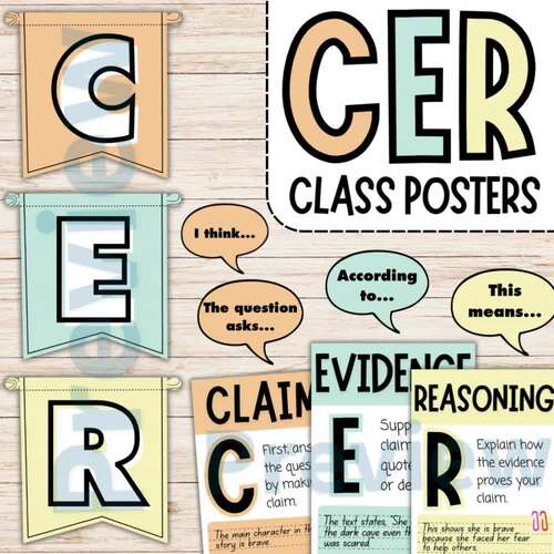 CER Claim Evidence Reasoning Posters | ELA Social Studies Bulletin ...