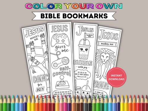 Bible Coloring Bookmarks | Printable Scripture Bookmarks by Little Stuff