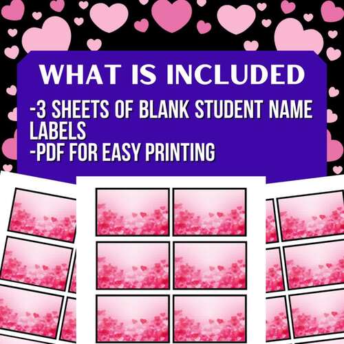 Valentine's Day Student Name Labels → PRINTABLE Classroom Tags / Cards