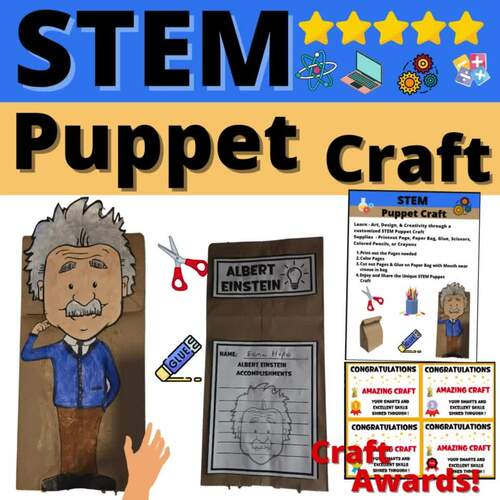 STEM Puppet Craft Activity Albert Einstein Bill Gates Elon Musk & Bonus ...