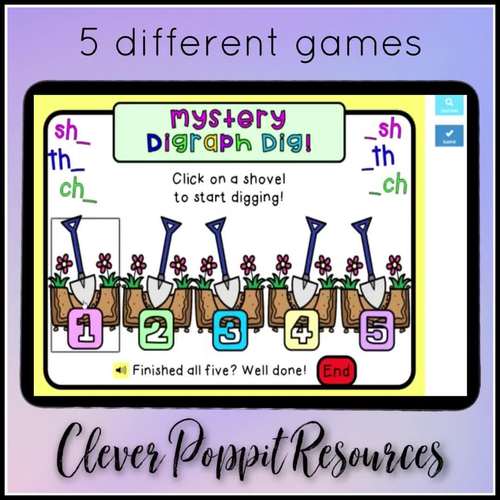 BOOM CARDS - Mystery Digraph Dig sh, ch, th - 5 games | TPT