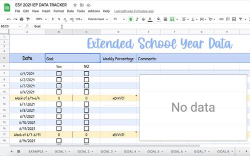 Extended School Year IEP Data Tracker ESY 2021 by Beltran's Behavior Basics