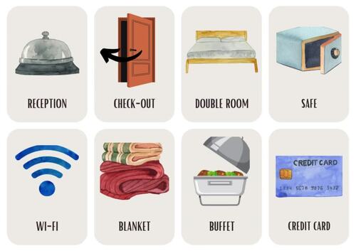 32 English-Korean Flashcards with Romaji | At the hotel by The Digivita