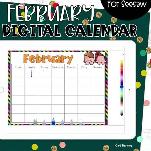 Seesaw Calendar | February Digital Calendar by Keri Brown | TPT