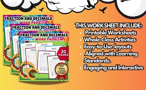 Fun Fraction and Decimals Word Search Activities Worksheet 3rd,4th,5th ...