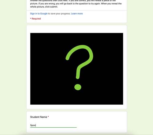 Spring Mystery Picture Subtraction Facts Self-Checking Google Form