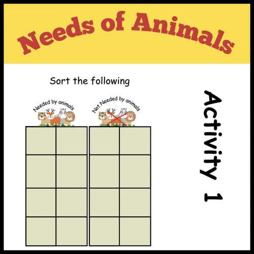 Basic Needs of Animals worksheets and activities, kindergarten science