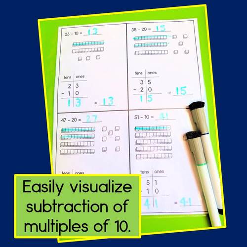 Subtracting Multiples of 10 from a 2 digit number | Task Cards and ...