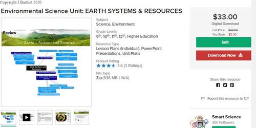 Environmental Science Unit: EARTH SYSTEMS & RESOURCES by Smart Science