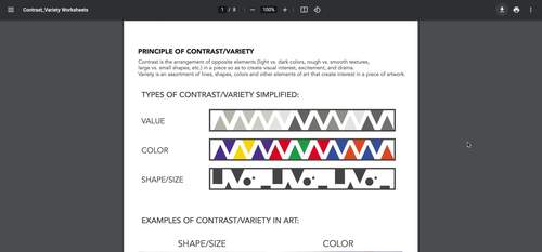 Principles of Design Worksheets - Principle of Contrast & Variety Mini ...