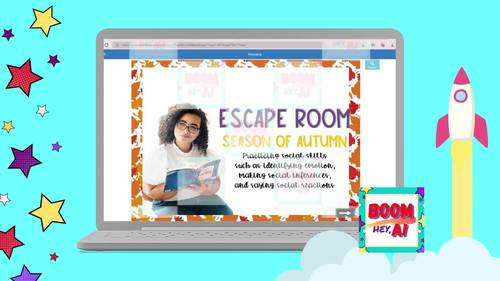 Autumn Fall BOOM CARDS GOOGLE SLIDES Speech Therapy Escape Room Social ...
