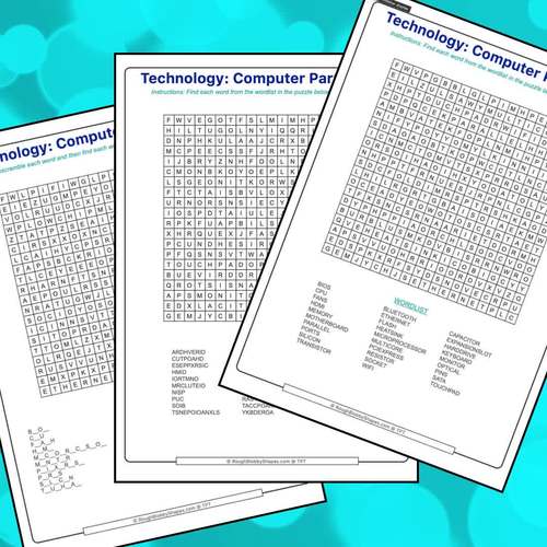Digital Technology - Computer Parts - Word Puzzles by Rough Blobby Shapes