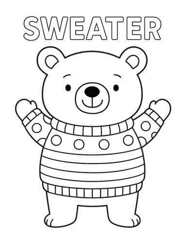 sweater, cozy, winter, fall, clothing, printable, coloring, classroom ...