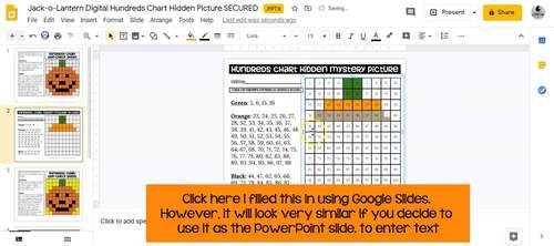 Digital Jack-o-Lantern Hundreds Chart Hidden Picture Halloween Fall PPT ...