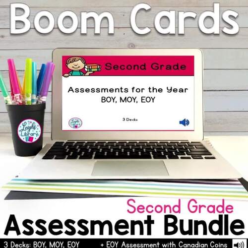 Boom Cards™ Second Grade Assessment Bundle by Leigh's Library | TPT