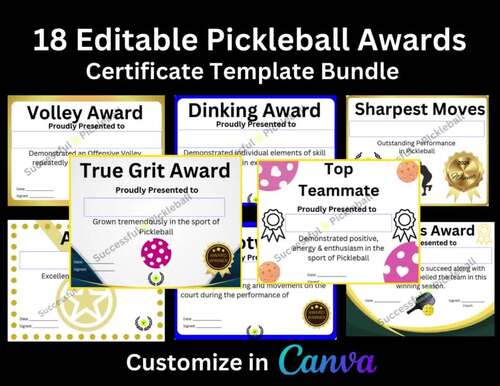 Pickleball Certificates of Achievement by Patricia Kuhnen-Beaver