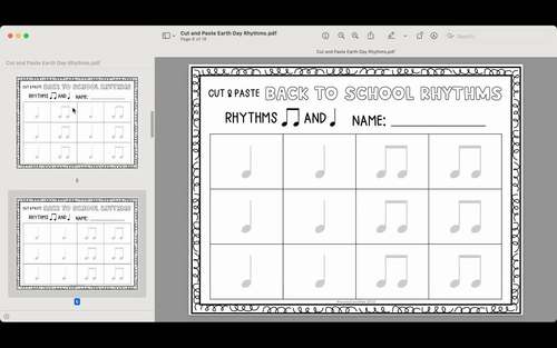Cut & Paste Back To School Music Rhythms | Printable by musicpluscoffee