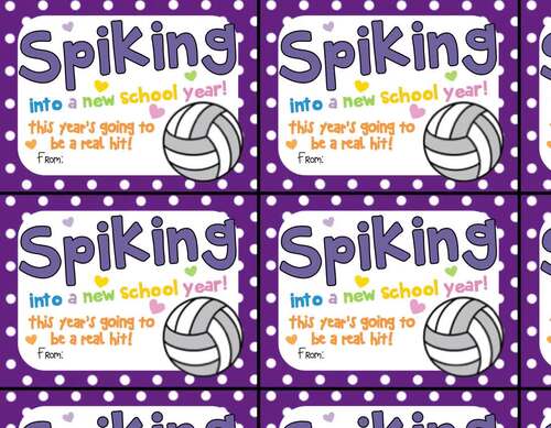 Volleyball (Fidget Toy) Beginning of Year Gift Tag- Spiking into a new ...