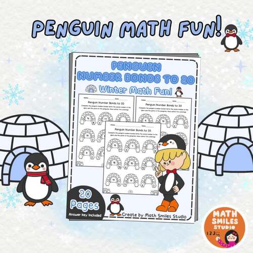 Penguin Number Bonds to 20 | Winter Math | Missing Number Bonds 1st-2nd ...