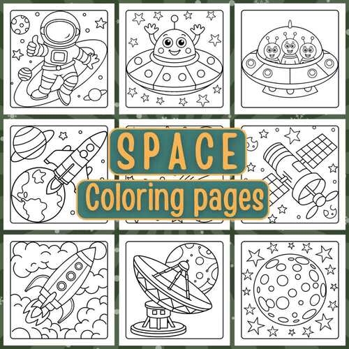 Bold and Easy Space Coloring Pages for Kids: 50 Printable Coloring Sheets