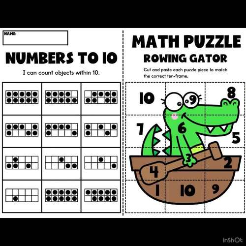 Subitizing Puzzles with Ten-Frames for Kindergarten | Counting up to 10