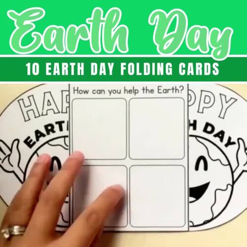 Earth Day Folding Card Templates | Writing Coloring | Pop-Up Card Craft ...