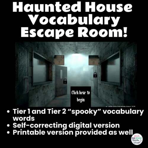 Vocabulary Game | Halloween Escape Room | Digital & Print | Middle School