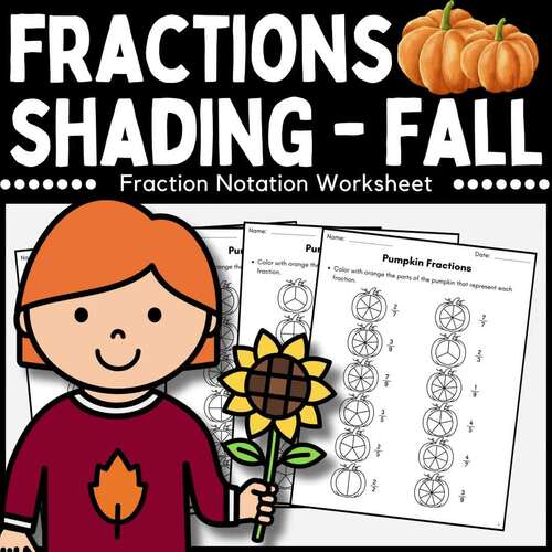 ️ Pumpkin Fall Math Simple Fraction NO PREP Shading Fractions ...