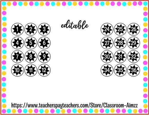 Printable Number Labels 1 to 36, Black and White Number Labels, Editable