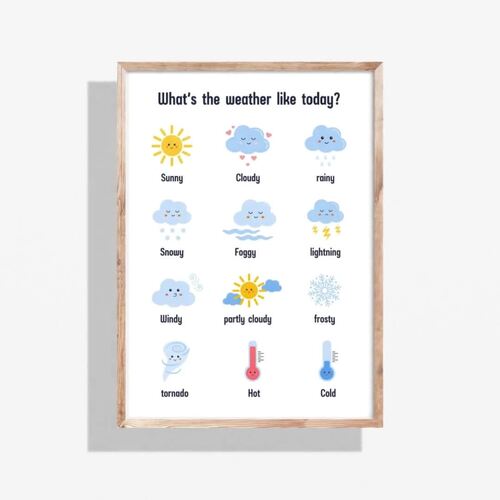 Weather Poster for Kids – Cute & Educational Weather Chart by Ping Ping ...