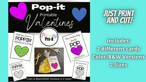 Pop-It Printable Valentines by Planning Pre-K with Christin Huether