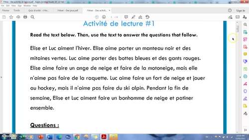 l'Hiver - Des activités de lecture (3 winter-themed French reading ...