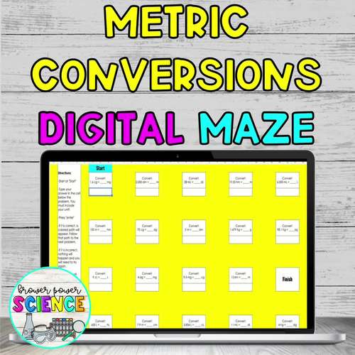Metric Conversions Digital Maze by Brower Power Science | TPT
