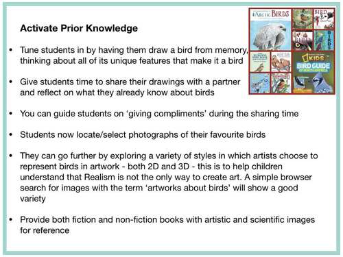 CARDBOARD SCULPTURE Art project for BIRDS guided lesson plan 1st-4th