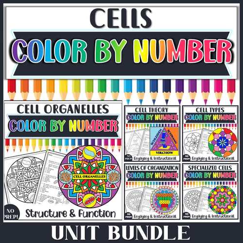 Cells and Cell Organelles Color by Number Unit Bundle by Savvy Biology ...