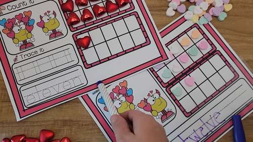 Valentines Day Heart Counting Mats | Math Centers Kindergarten First ...