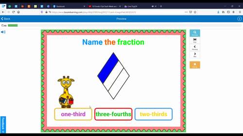 Name the Fraction Halves Thirds and Fourth Boom Cards by Math Through Games