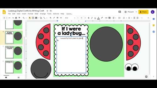 Ladybug Craft | Google Classroom™ Activity | Writing Prompts in Google ...