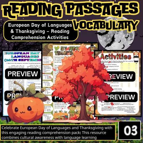 European Day of Languages & Thanksgiving - Reading Comprehension Activities