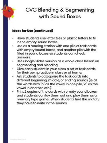 Blending & Segmenting CVC Words Phonemic Awareness Activities PDF ...