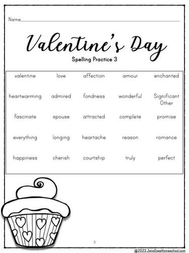 Valentines Day Spelling Practice 3 - 25 Spelling Words by Jana Does ...