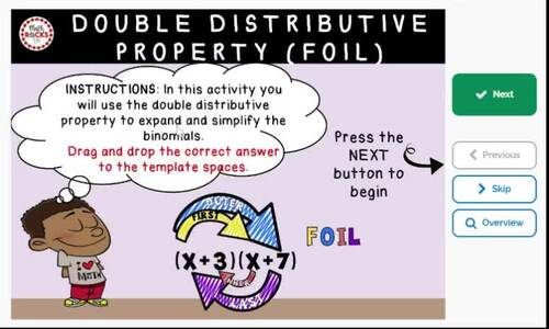Combining Like Terms Distributive Property Binomials FOIL 8th Grade ...