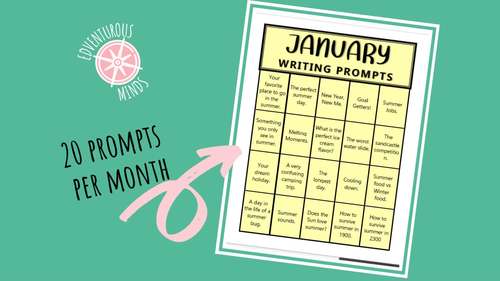 12 MONTHS of WRITING PROMPTS - Middle/Secondary English ELA or Creative ...