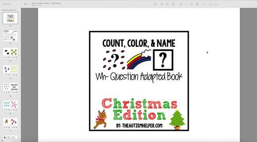 Count, Color, & Name Wh-Question Adapted Book - Christmas Edition