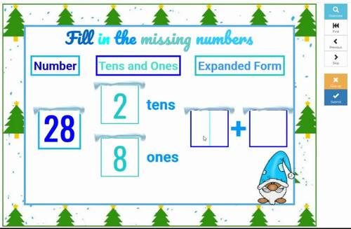 Place Value Expanded Form Winter Math Boom Cards 1st Grade Math Digital ...